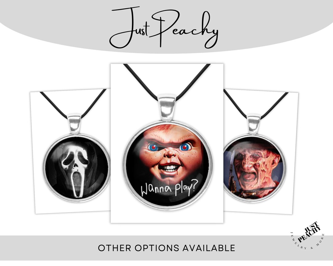 Horror Movie Art Gift Silver Jewelry Glass Pendant Necklace Large ...