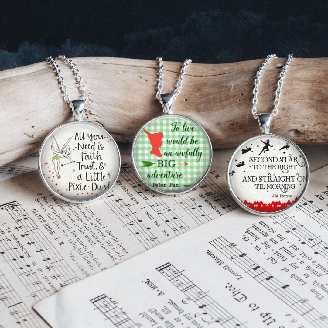 Peter Pan Necklace: Neverland, Tinker Bell Quote Pendant, Movie Jewelry ...
