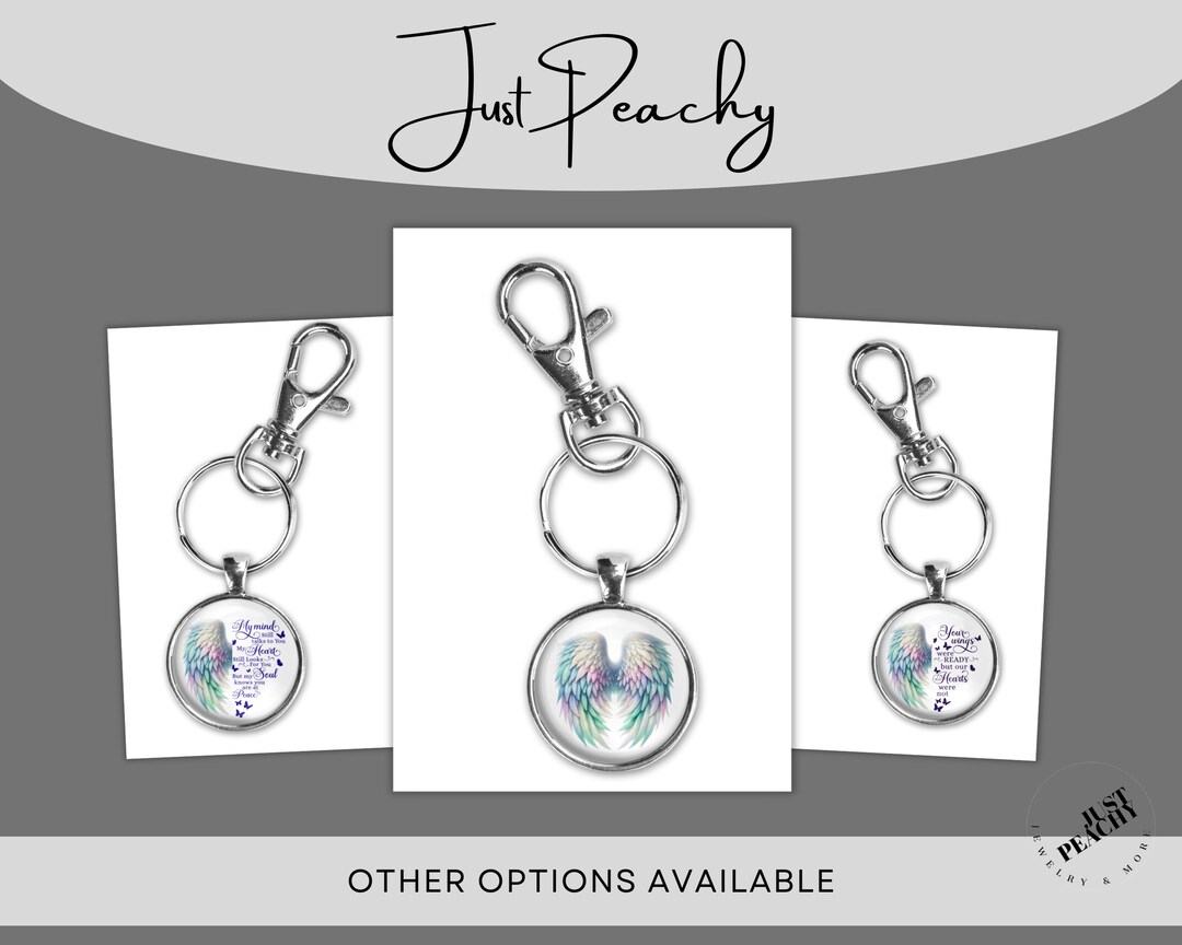 Memorial Remembrance Guardian Angel Wing Quote Art Silver Keychain ...