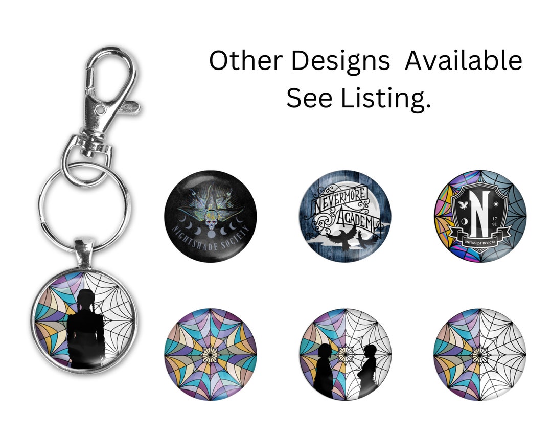 Wednesday Addams Silver Keychain Carabiner Clip Large Option Unisex ...