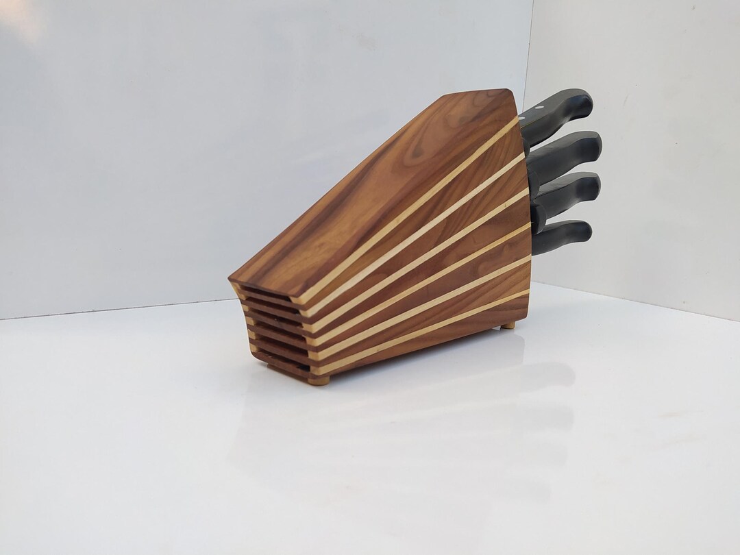 Handmade Wooden Knife Holder, Silverberry & Cypress Wood, Kitchen Decor ...