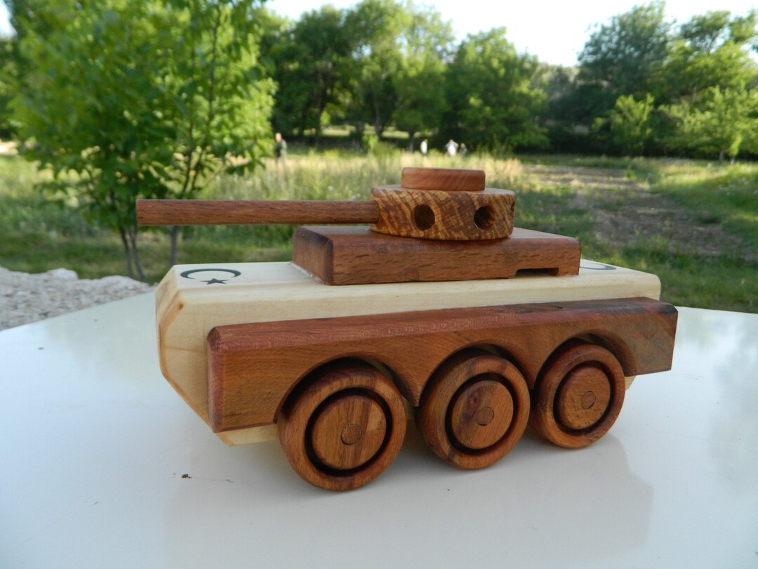 Handmade Wooden Tank Toy, Cypress and Beech Wood, Natural Teak Oil ...