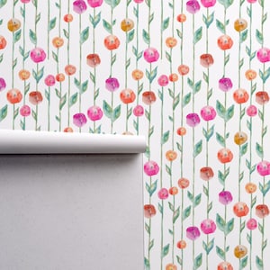 Watercolor Floral Wallpaper - Renters Decor - Traditional or Removable ...