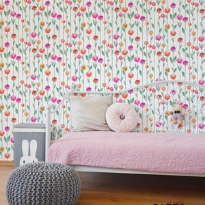 Watercolor Floral Wallpaper - Renters Decor - Traditional or Removable ...