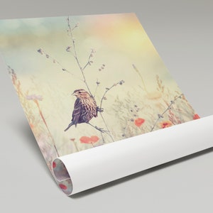 Field With Wild Flowers and a Bird in the Sunlight - Self-adhesive ...