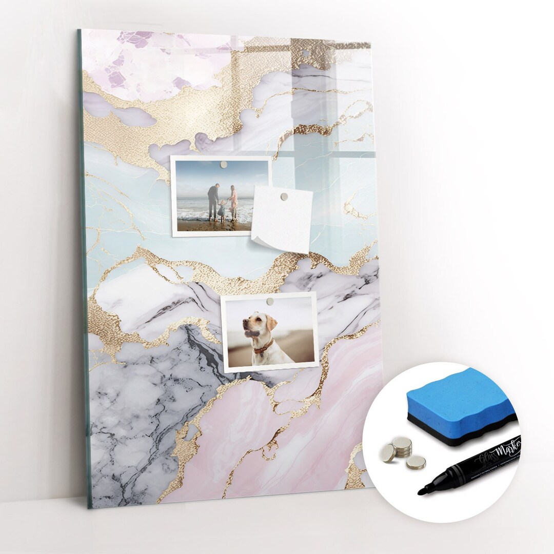 Marble Magnetic Board, Wall Organizer, Multicolour Mood Board, Photo ...