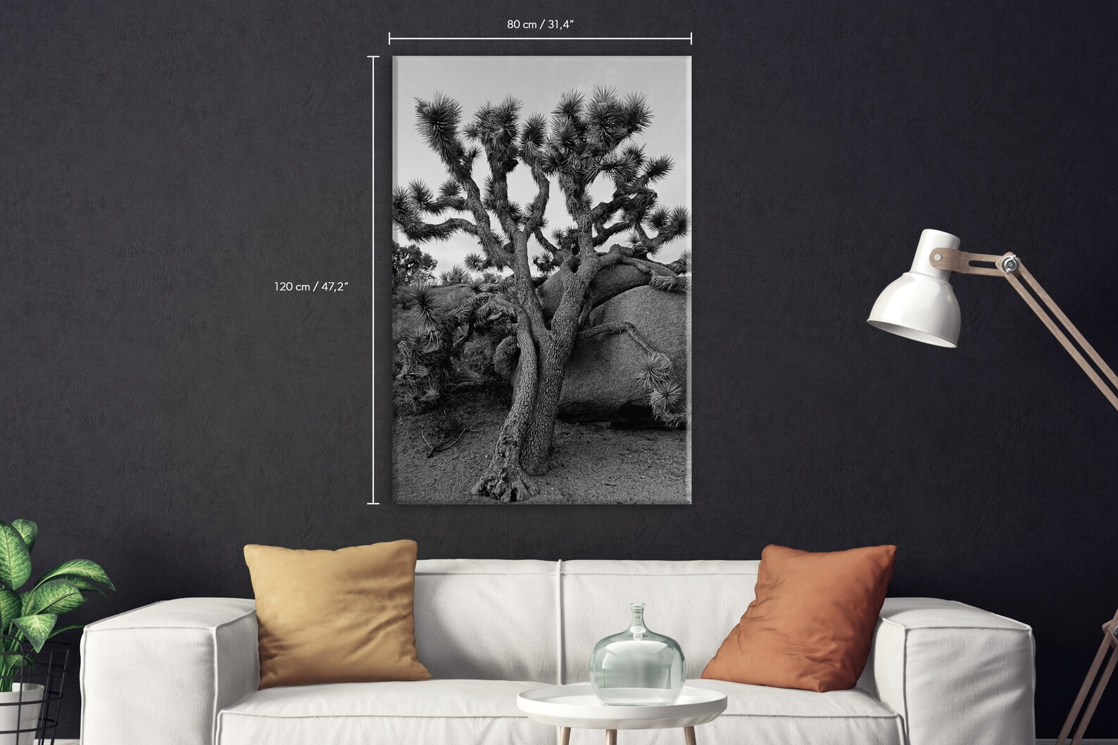 Joshua Tree in Black and White Cotton Canvas Art Poster - Etsy