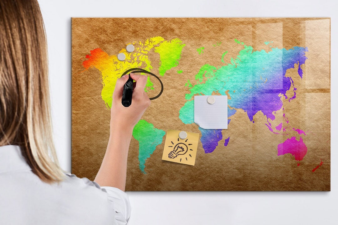 Rainbow World Map Magnetic Board, Places Visited Map, Multicolour ...