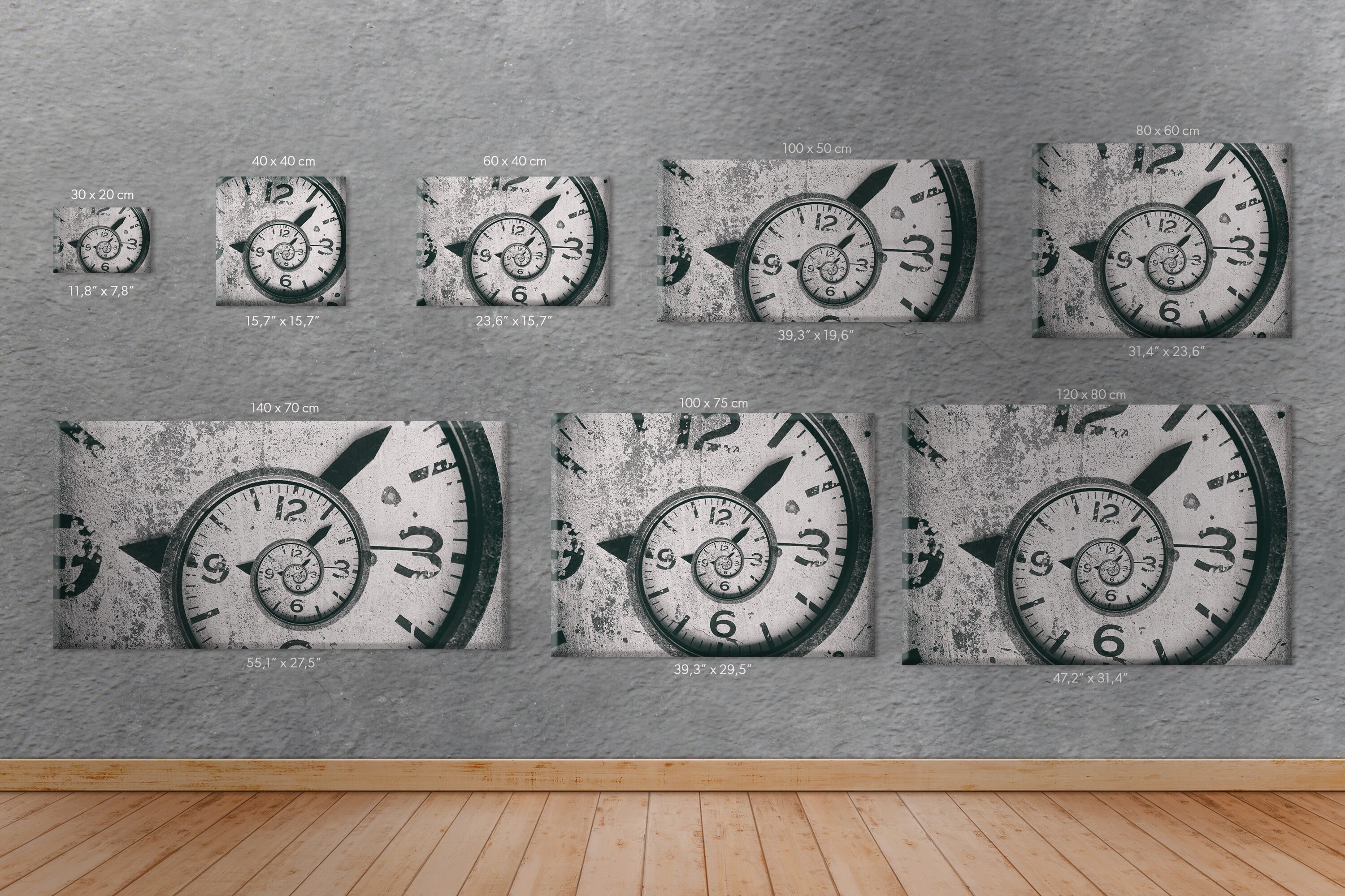 Abstract Spiral Clock Background. Twisted Time Cotton Canvas | Etsy