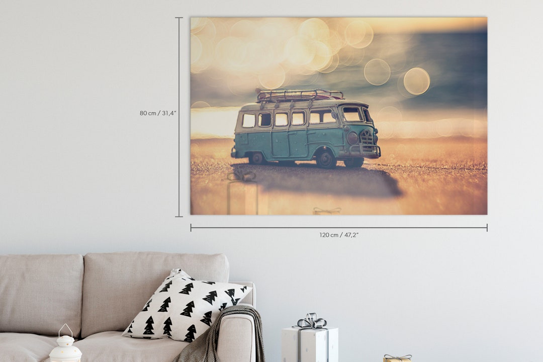 Retro Miniature Van in Neutral Color Tone, Travel Concept Acrylic Glass ...