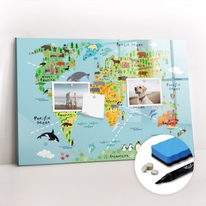 World Map Magnetic Board, Visited Countries Map, Multicolour Places You ...