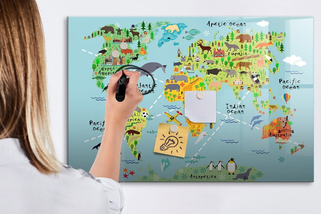 World Map Magnetic Board, Visited Countries Map, Multicolour Places You ...
