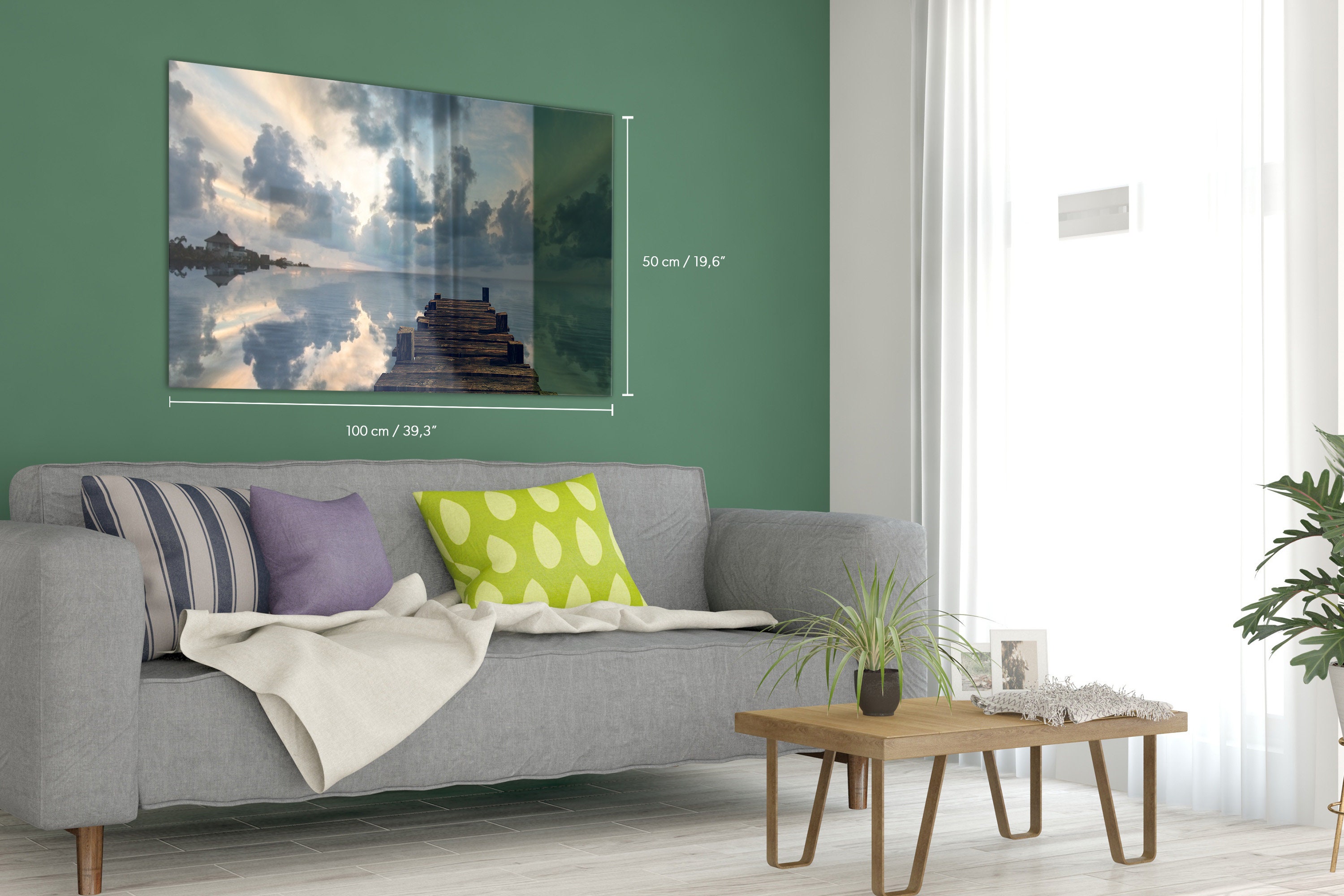 Old Pier Landscape Acrylic Glass Print - Reflection in Water - Cloudy ...