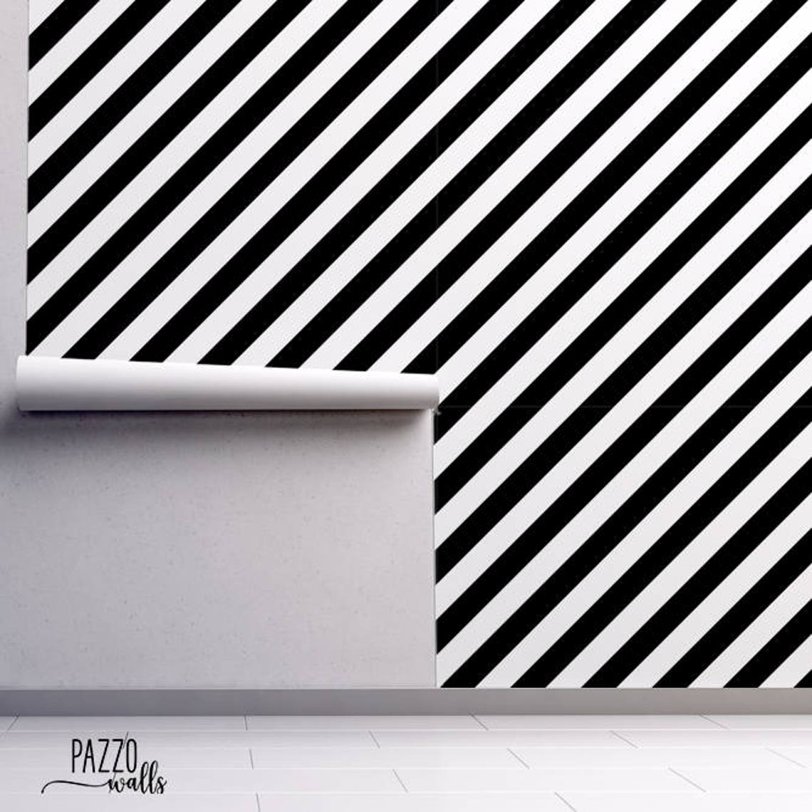 Diagonal Stripe Wallpaper - Renters Decor - Self Adhesive or ...