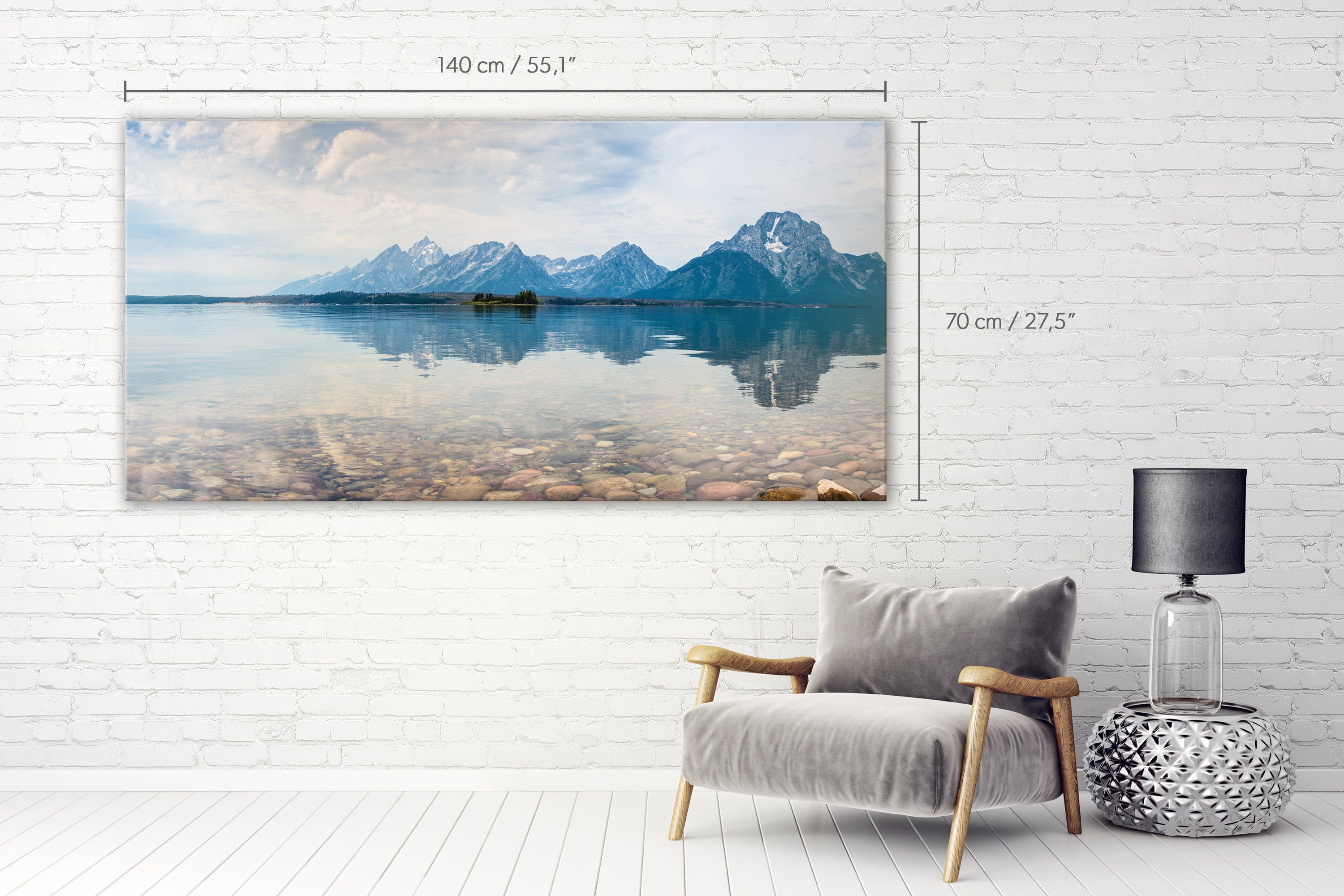 Mountain Top Reflections on the Lake Cotton Canvas Art Large - Etsy