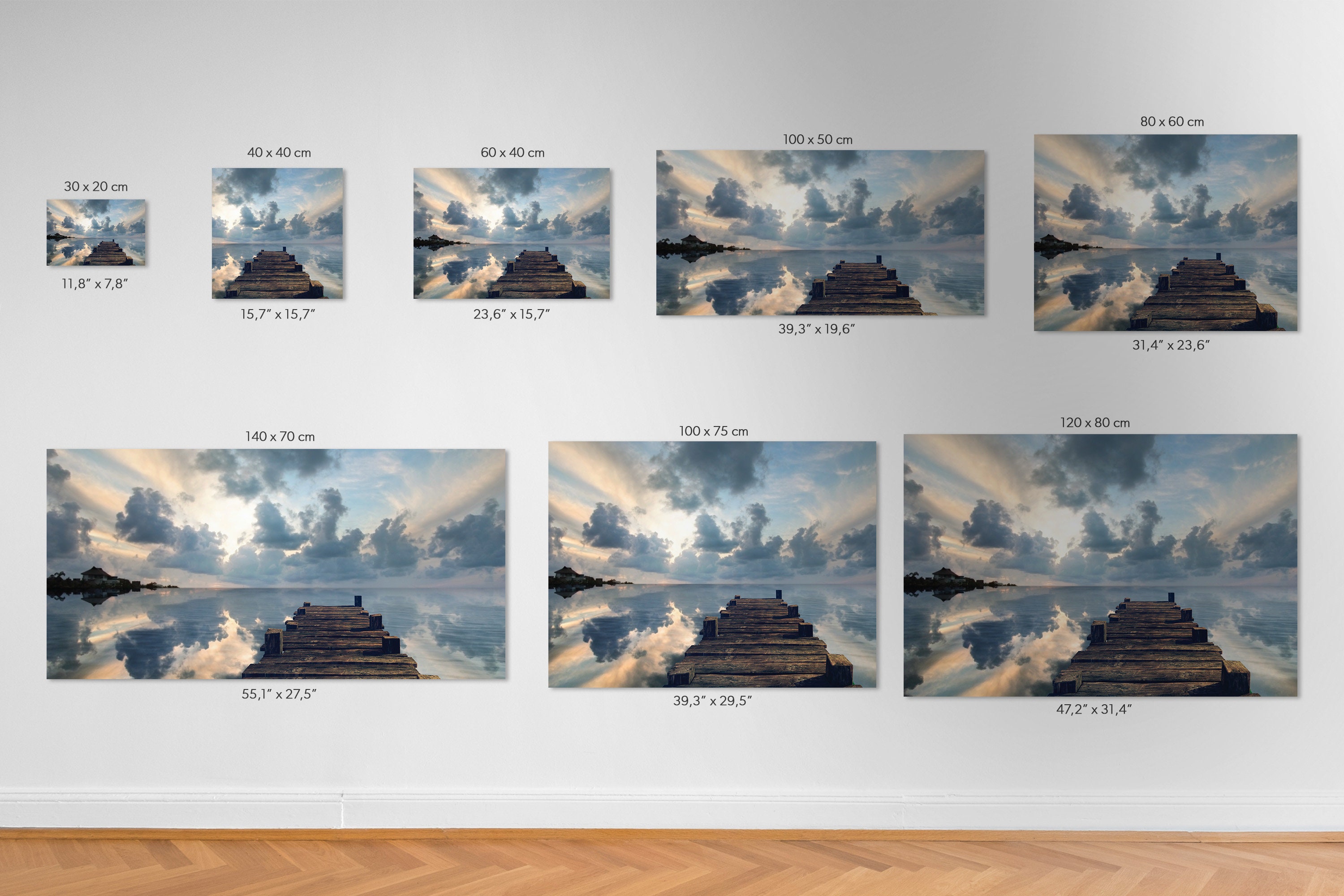 Old Pier Landscape Acrylic Glass Print - Reflection in Water - Cloudy ...