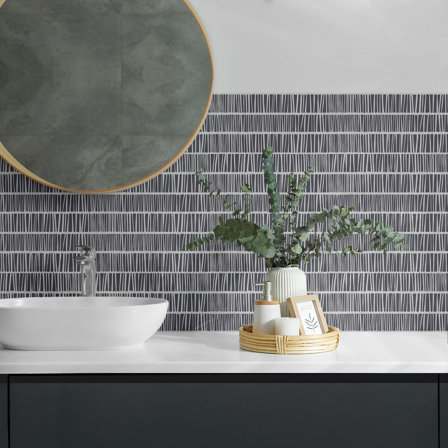 Dynamic Line Pattern Tile Stickers, Black Removable Tiles, Tile ...