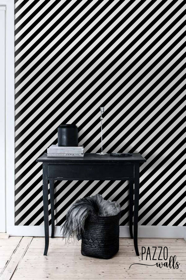 Diagonal Stripe Wallpaper - Renters Decor - Self Adhesive or ...