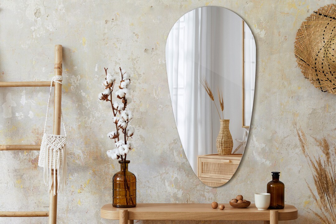 Decorative Hanging Mirror Japandi, Drop Shaped Minimalistic Design ...