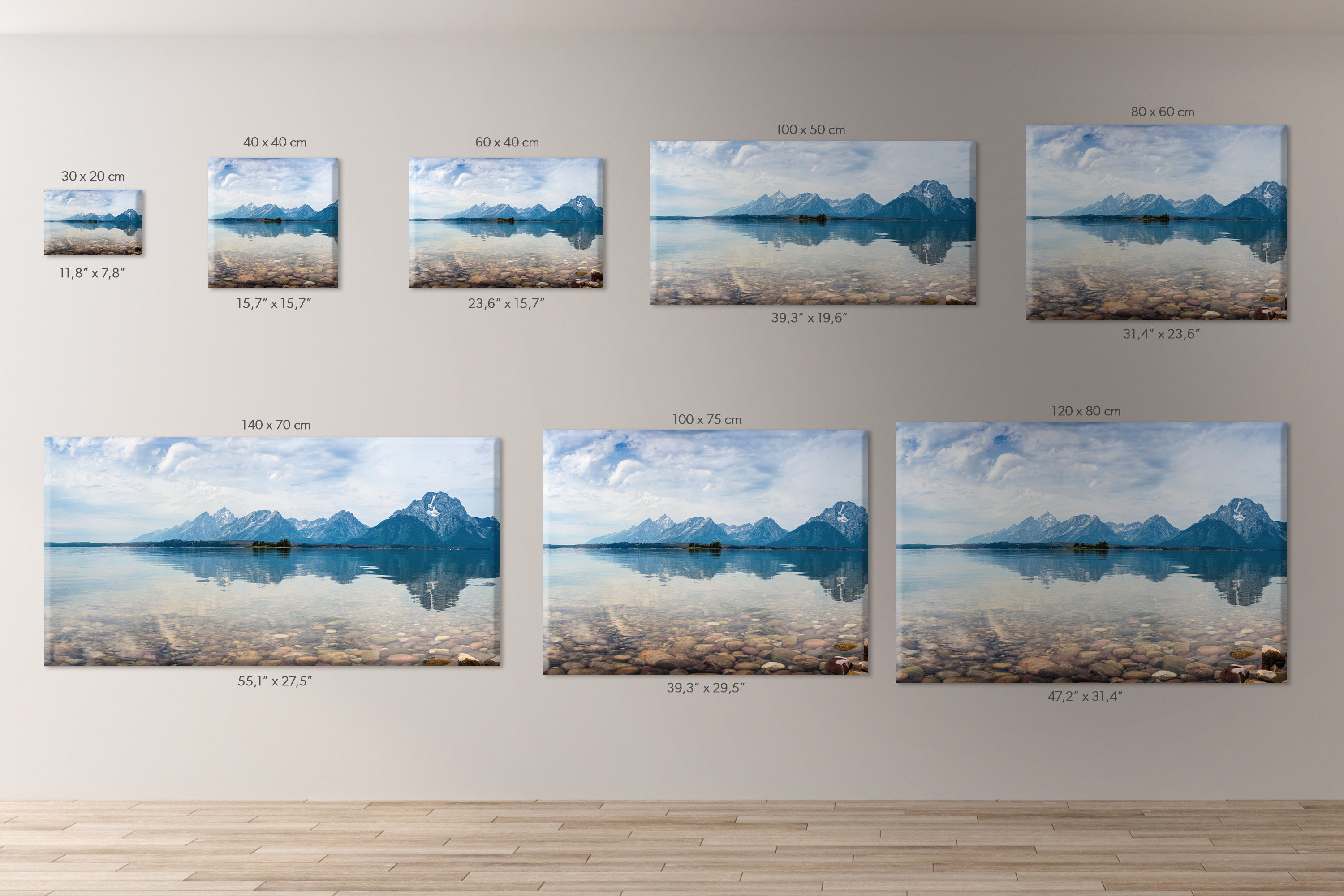 Mountain Top Reflections on the Lake Cotton Canvas Art Large - Etsy