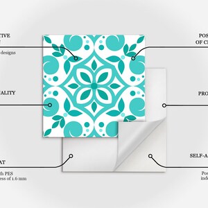 Plant Pattern in Symmetry Tile Stickers, Green Peel and Stick Tiles ...
