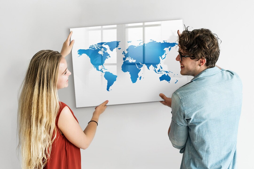 World Map Magnetic Board, Places Visited Map, Blue Travel Tracker, Places Visited Map Travel ...