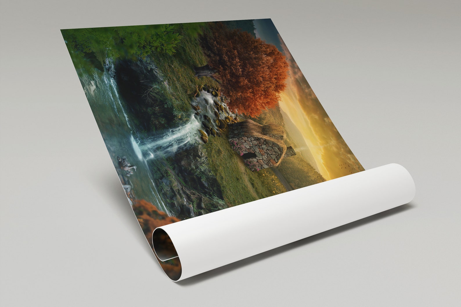 Peaceful Cottage Self-Adhesive Poster Beautiful Lakeside | Etsy