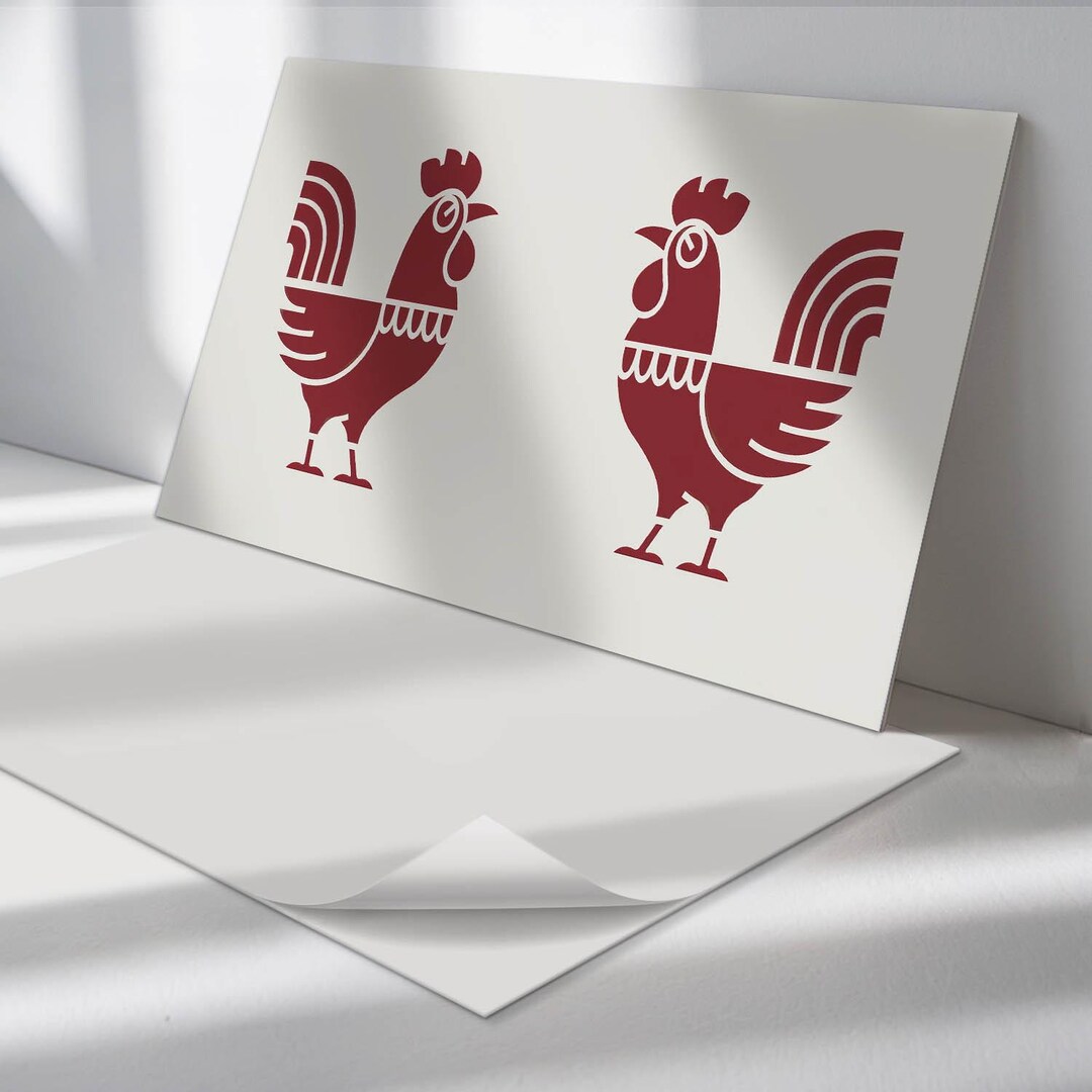 Stylized Rooster in Graphics Panel Stickers, Claret Peel and Stick ...