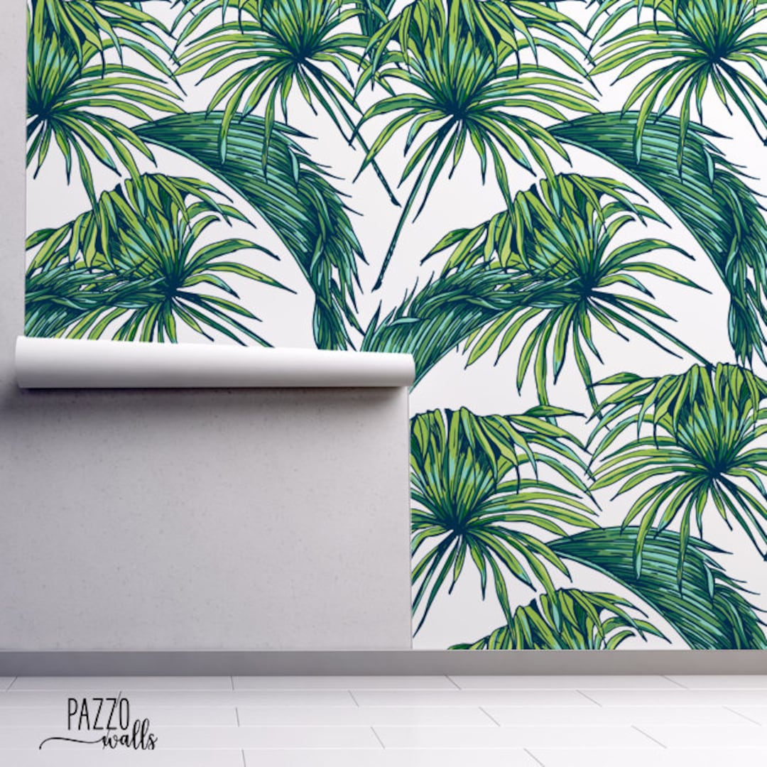 Tropic Palm Leaf Wallpaper - Renters Decor - Removable Regular Palm ...