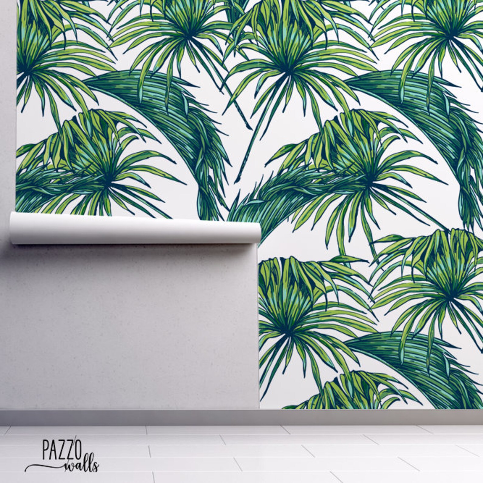 Tropic Palm Leaf Wallpaper - Renters Decor - Removable Regular Palm ...