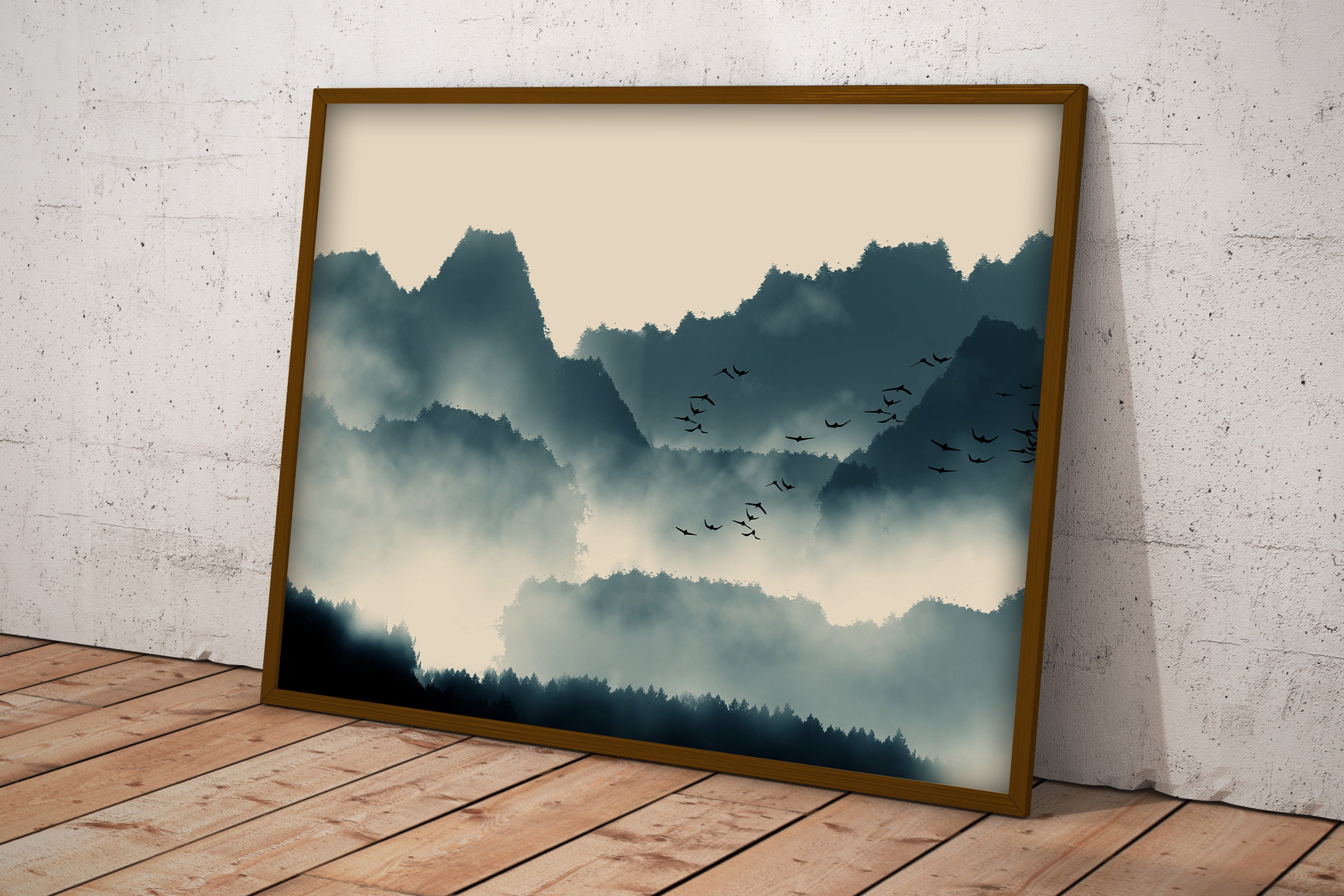 Chinese Ink and Water Landscape Painting Self-adhesive Poster - Etsy