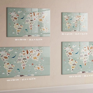 Animal Map of the World Magnetic Board, Travel Tracker, Multicolour ...