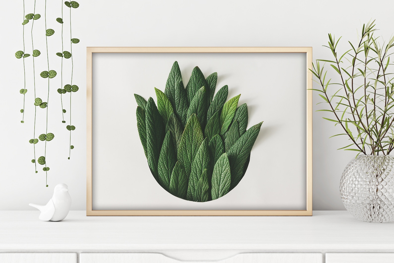 Creative Minimal Arrangement of Green Leaves Nature Concept | Etsy