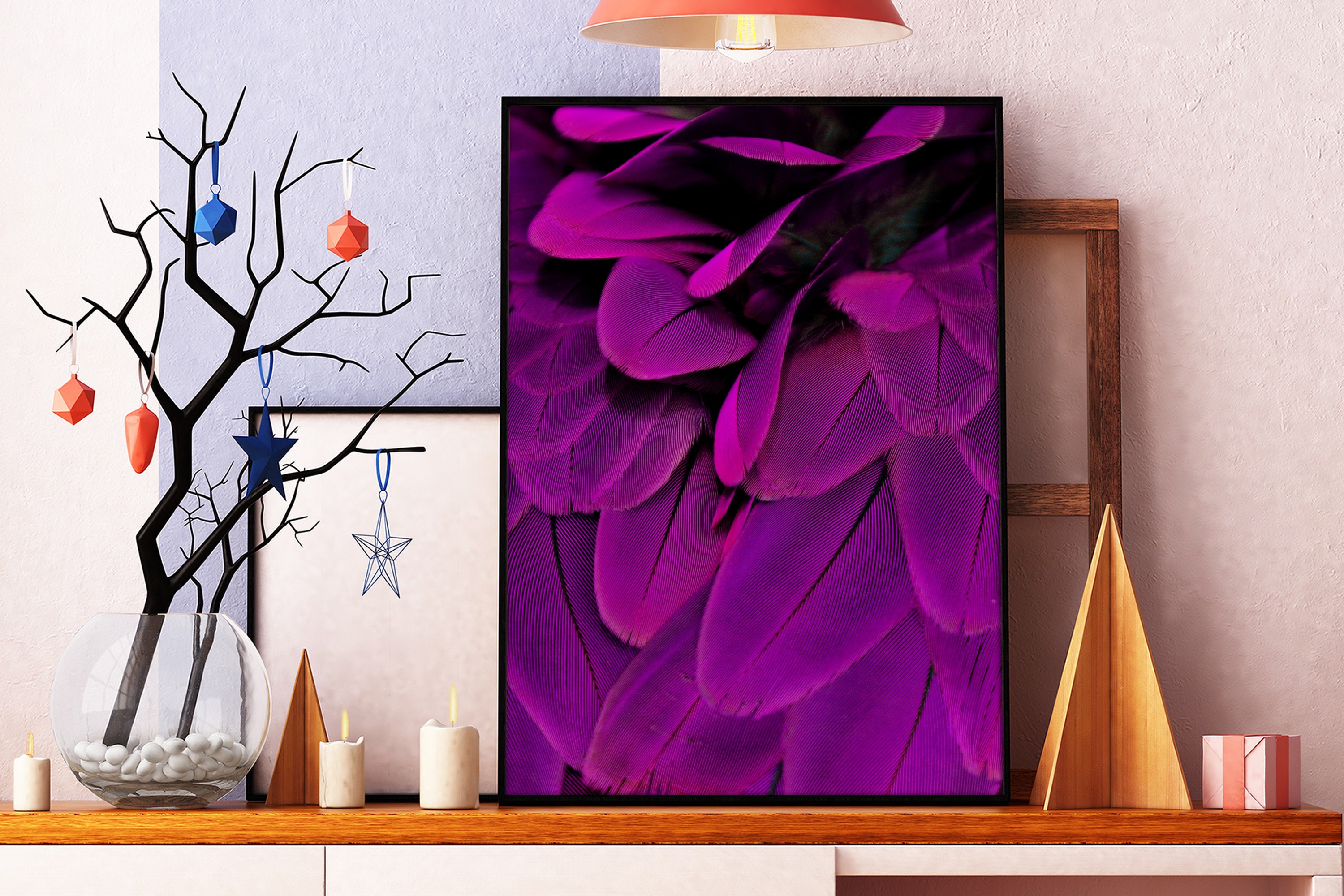 Feathers; Purple Self-adhesive Poster - Beautiful Image - Vivid Colors ...