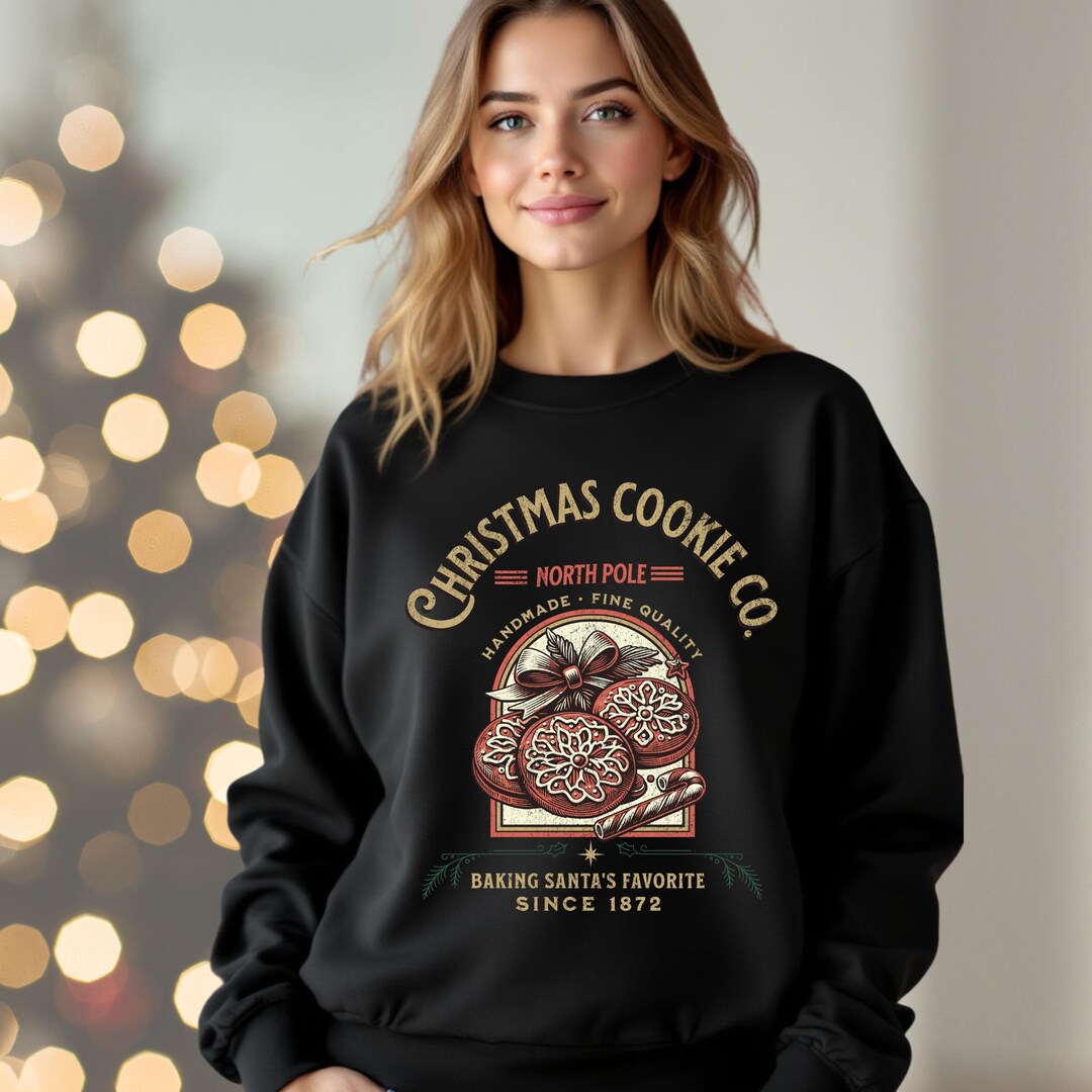 Christmas Cookie Sweatshirt, North Pole Bakery Cookie Vintage Santa ...