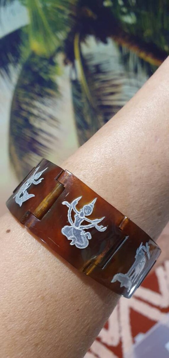 Unique Vintage Tortoise shell & Sterling Silver Brace… - Gem
