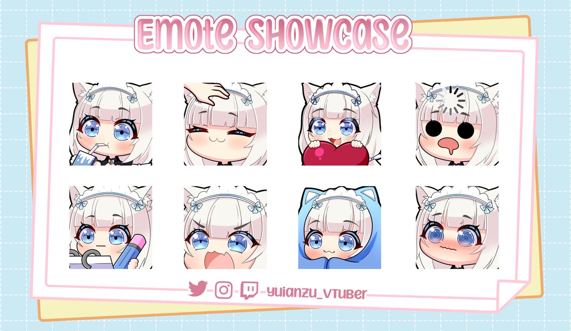 Nekopara Vanilla Twitch Emotes 8x Neko Girl Emotes for Twitch Streamer ...