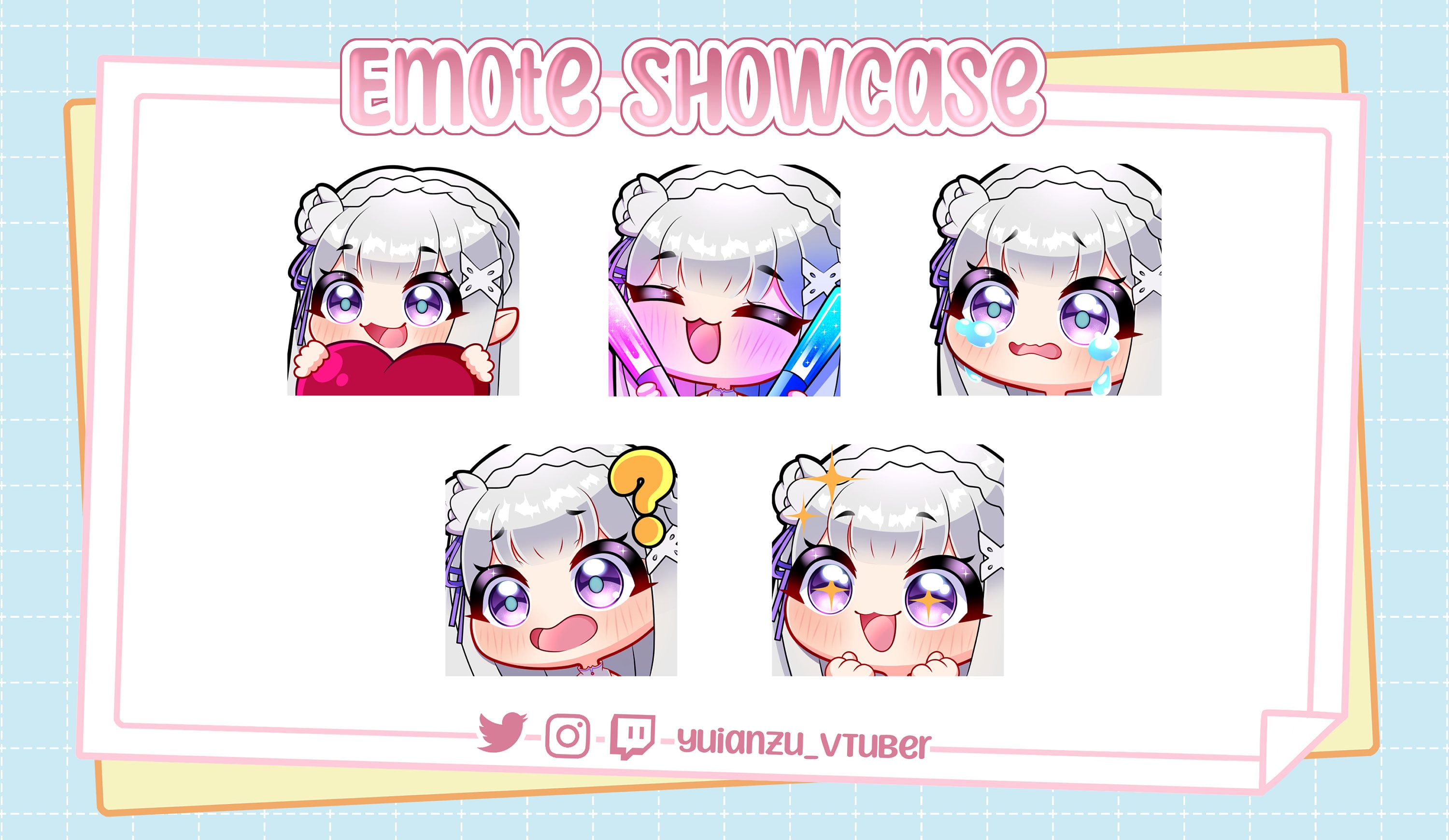 Rezero Emilia Emotes Twitch Emote From Re:zero Emotes for Twitch ...