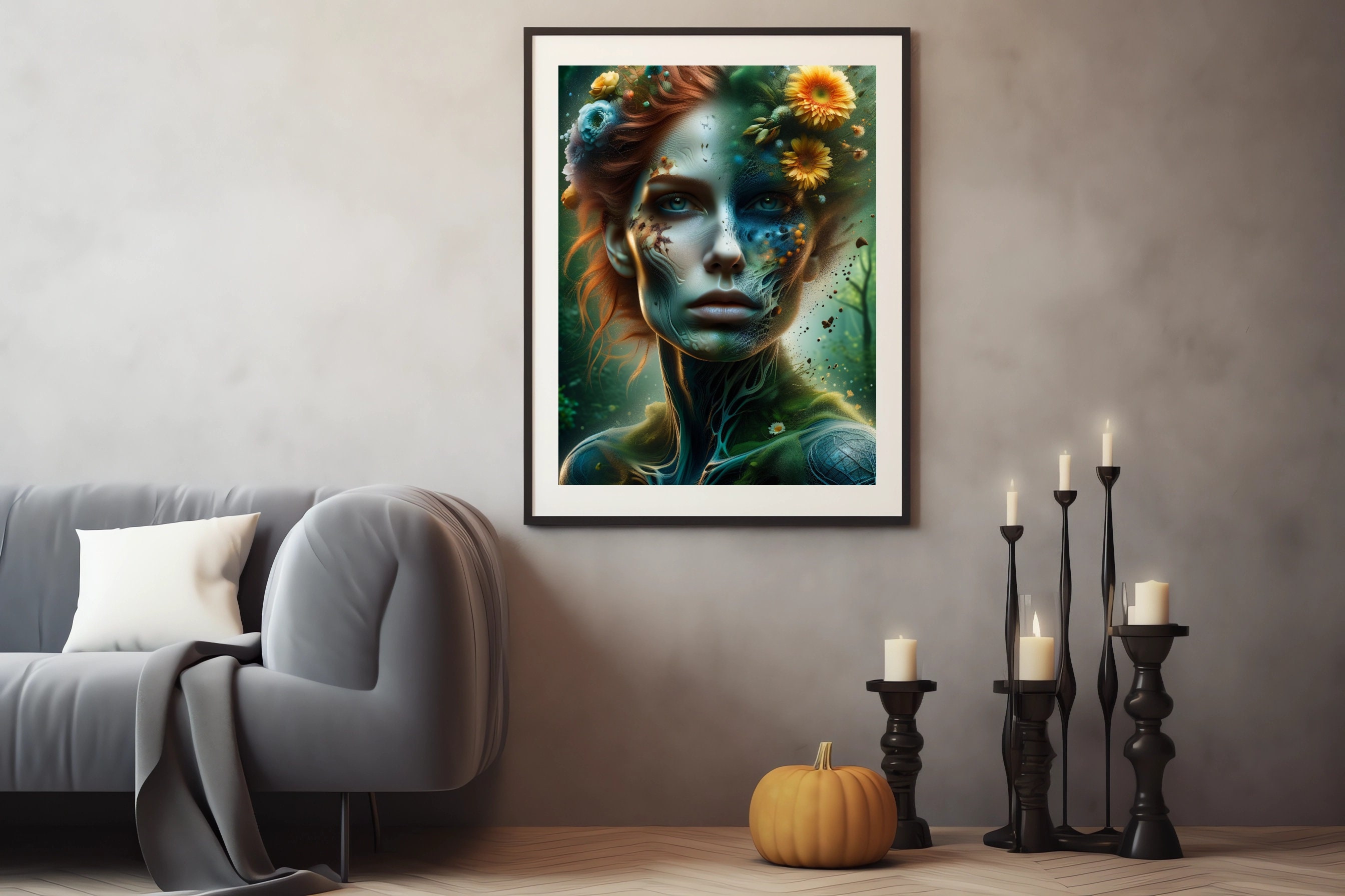 Nature's Embrace Ethereal Forest Nymph Digital Art for Instant Download ...