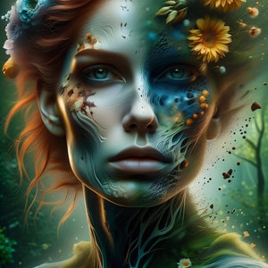 Nature's Embrace Ethereal Forest Nymph Digital Art for Instant Download ...