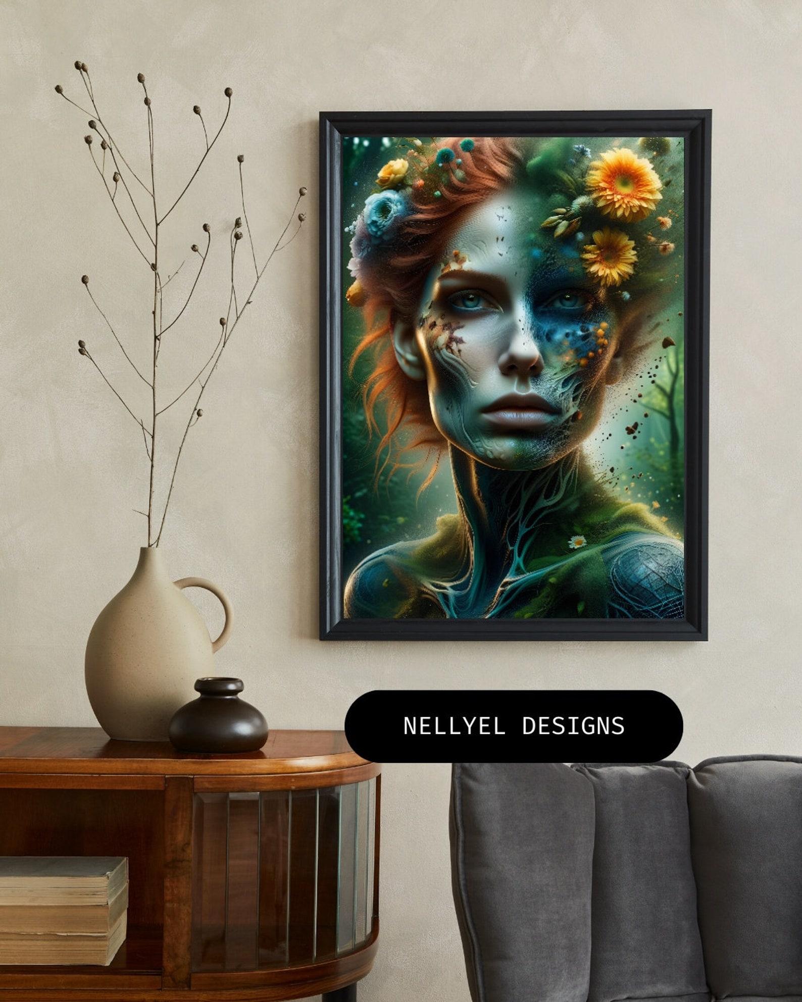 Nature's Embrace Ethereal Forest Nymph Digital Art for Instant Download ...