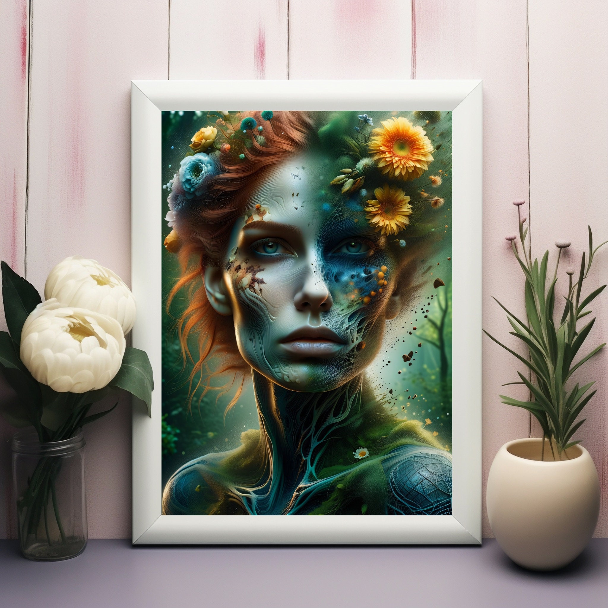 Nature's Embrace Ethereal Forest Nymph Digital Art for Instant Download ...