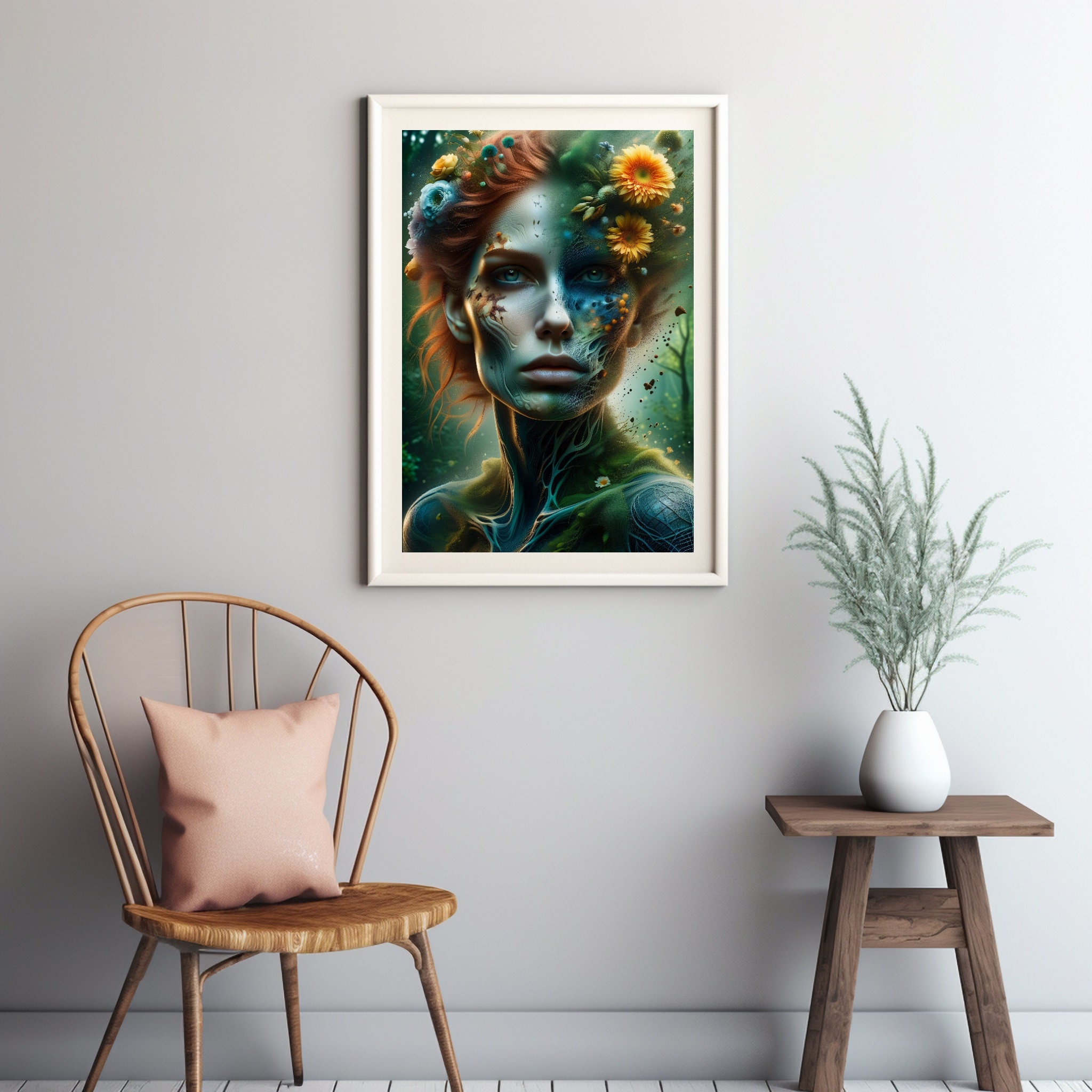 Nature's Embrace Ethereal Forest Nymph Digital Art for Instant Download ...