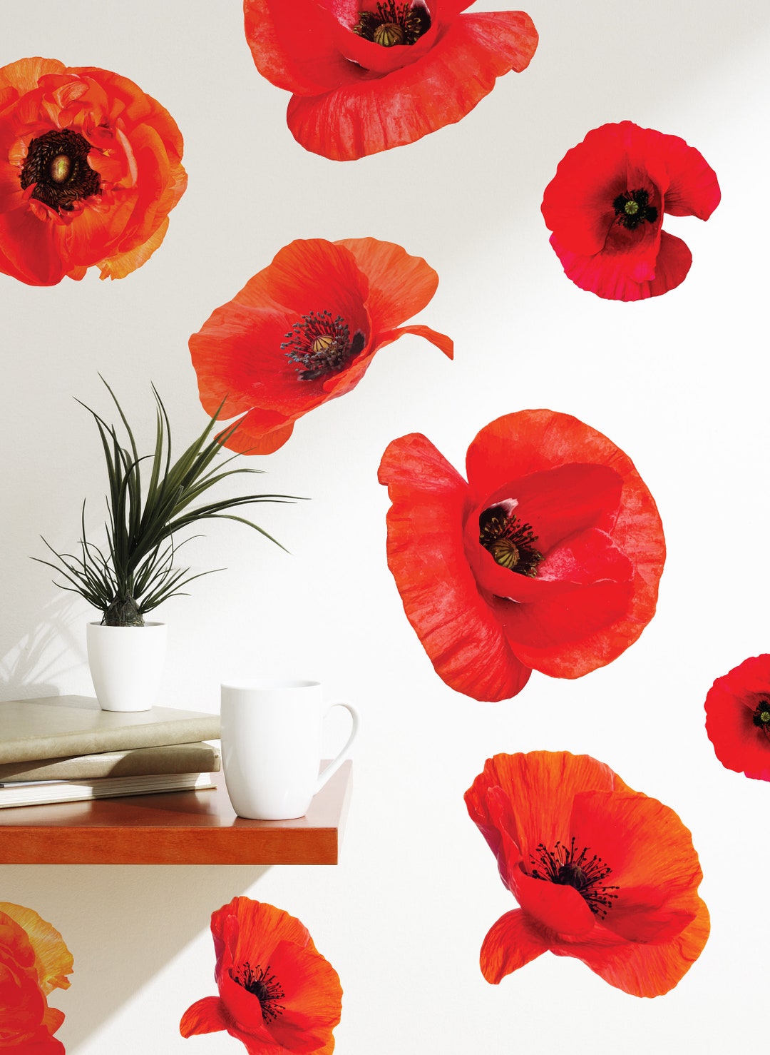 Red/orange Poppies Peel & Stick Wall Decals - Etsy