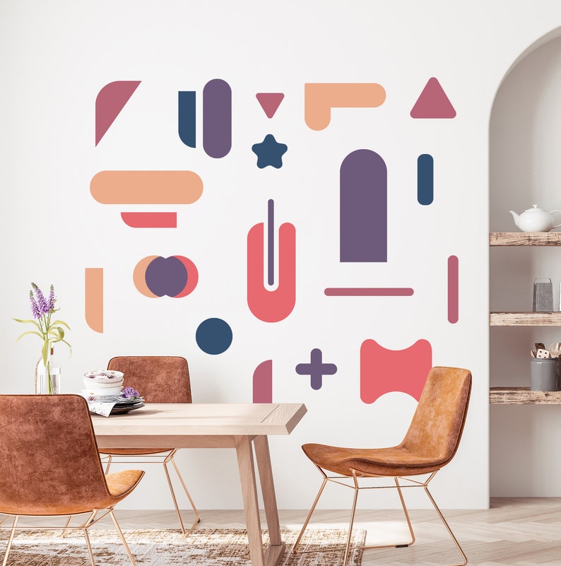 Abstract Shapes Wall Decal Pattern - Etsy