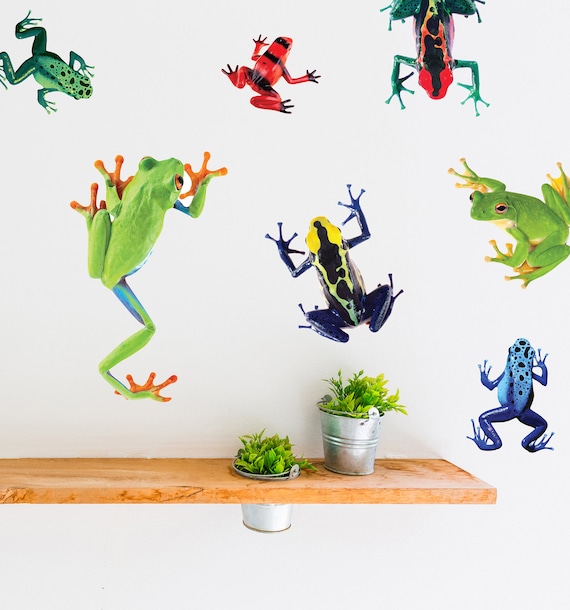 Realistic Watercolor Colorful Tree Frog Wall Decals | Etsy