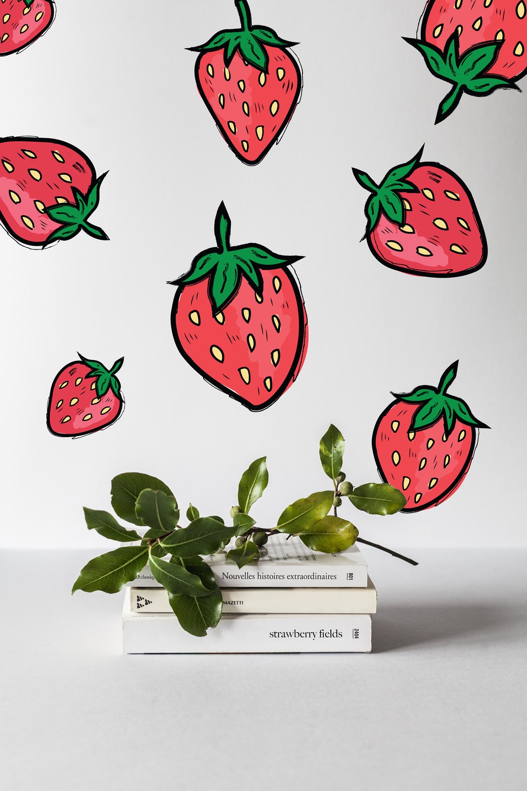 Hand Drawn Strawberry Wall Decals - Etsy