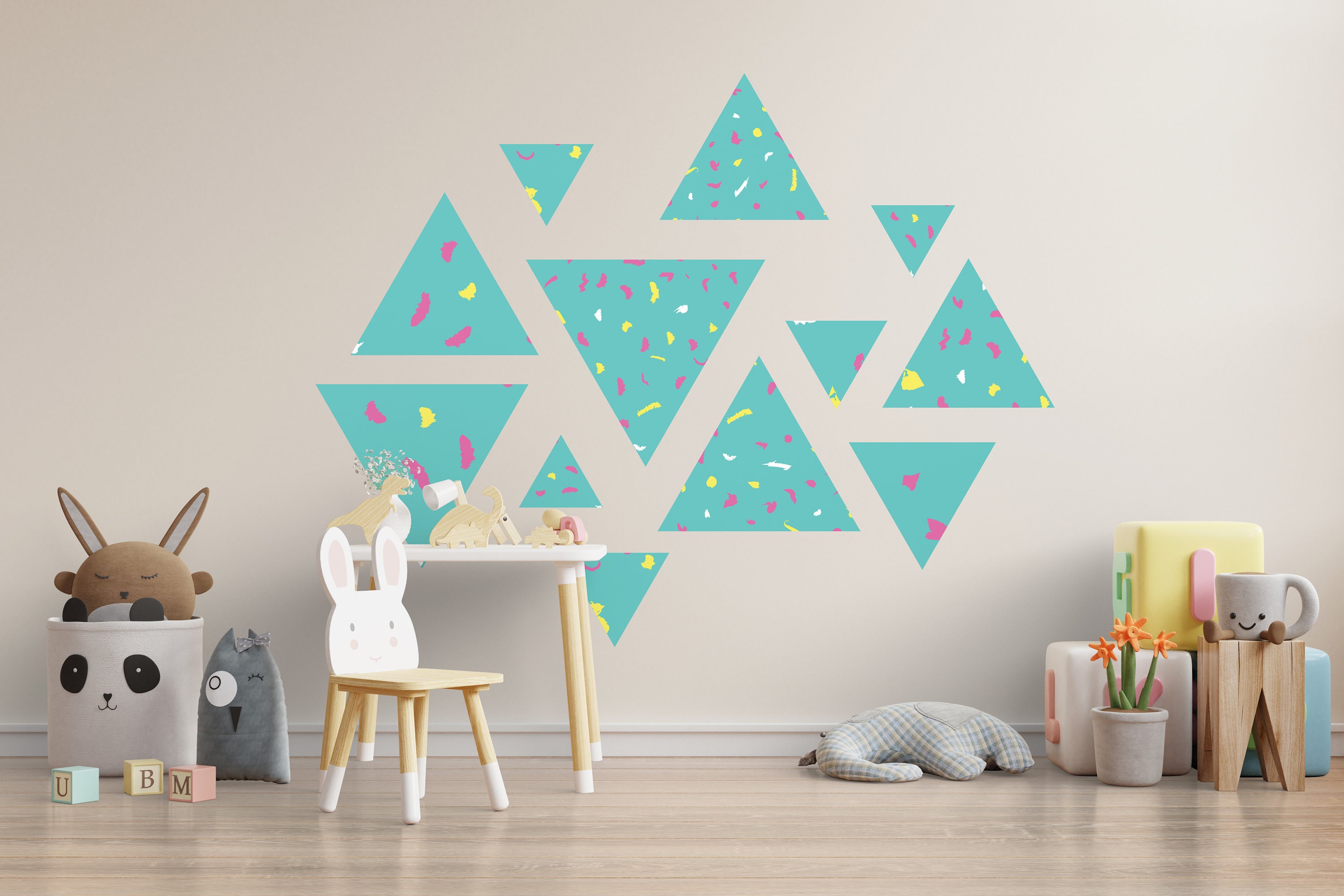 Fun Triangle Wall Decal Pattern gradient Pastel or 90's - Etsy