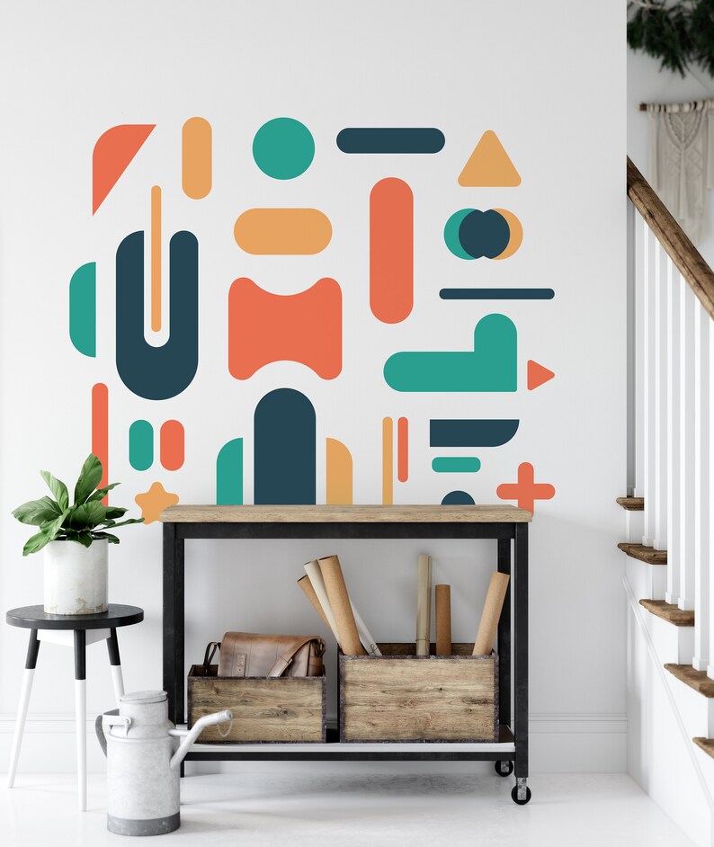 Abstract Shapes Wall Decal Pattern - Etsy