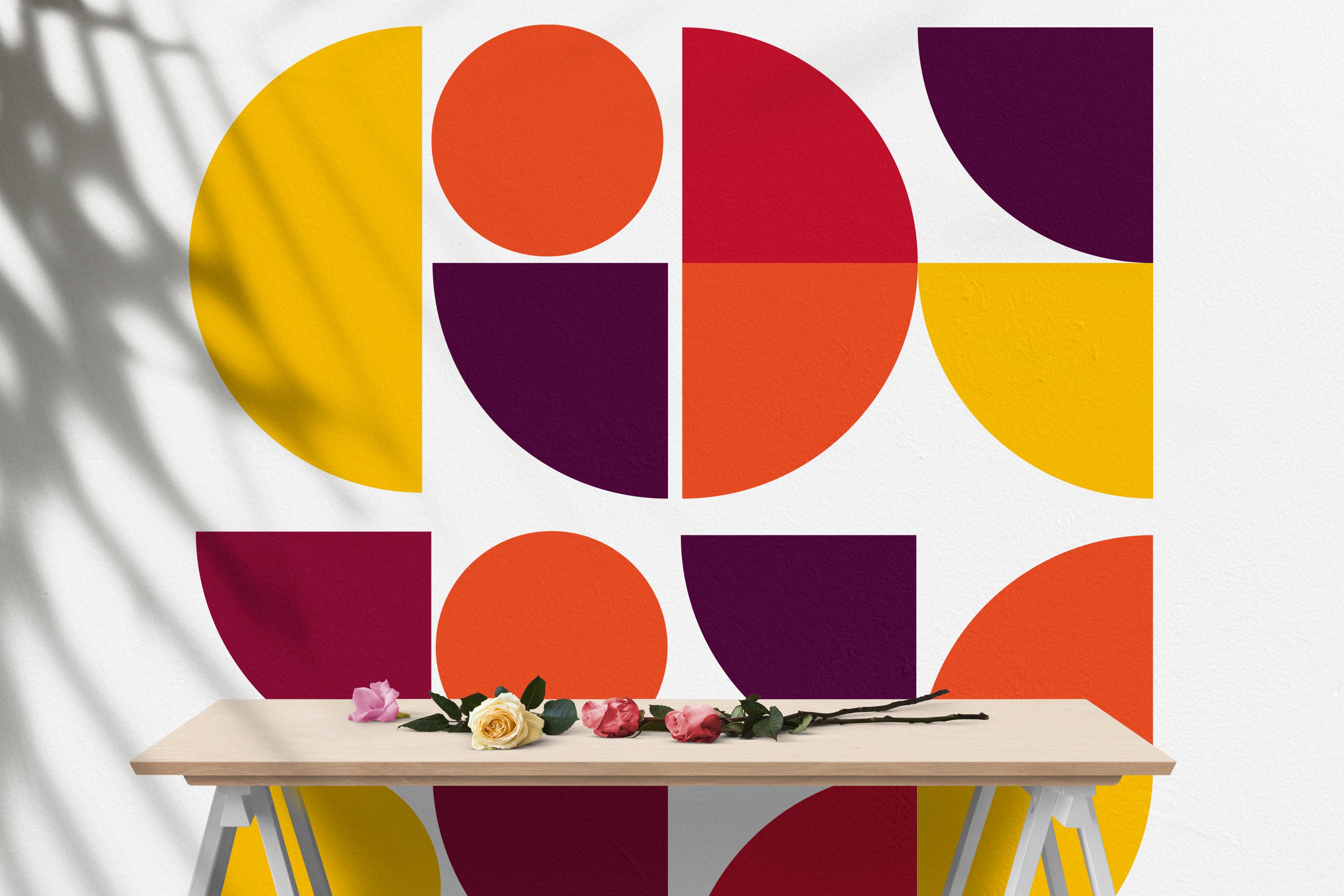 70's Vintage Abstract Shapes Wall Decal Pattern | Etsy